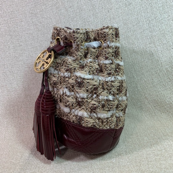 Tory Burch | Bags | Tory Burch Multi Colored Tweed Fleming Mini Bucket ...